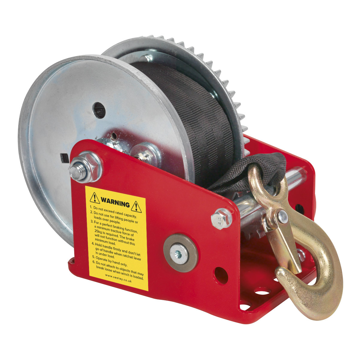 Sealey GWW1200B Geared Hand Winch with Brake & Webbing 540kg Capacity ...